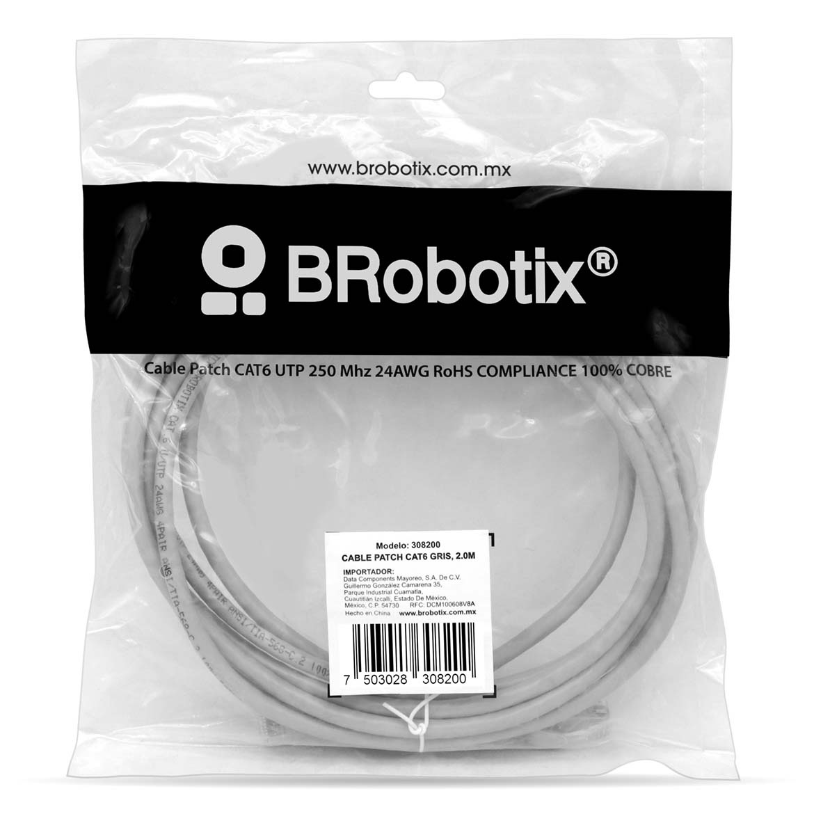 CABLE PATCH CAT6 UTP GRIS, 1.0 metros (3.3 FT) :: DataComponents Mayoreo