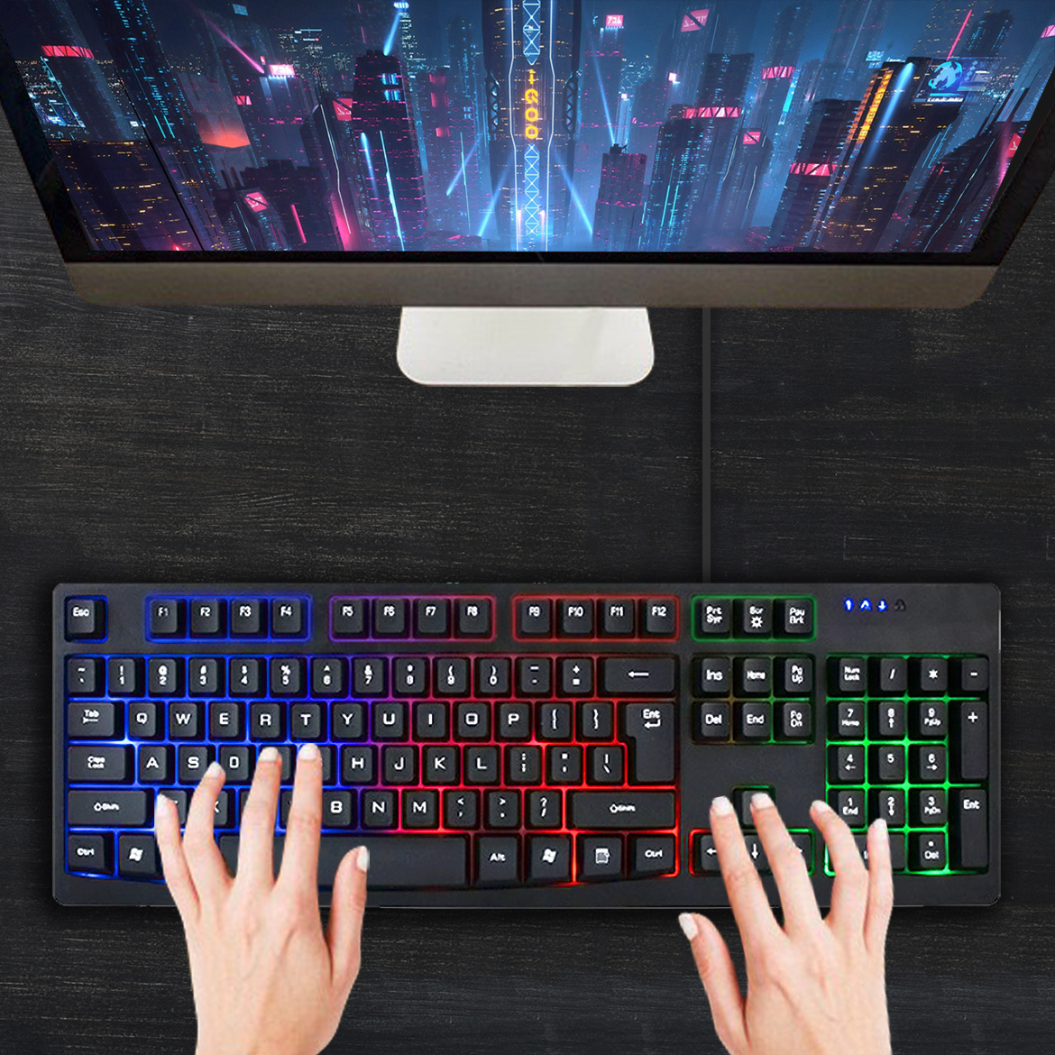 TECLADO USB ILUMINADO RGB K630 :: DataComponents Mayoreo